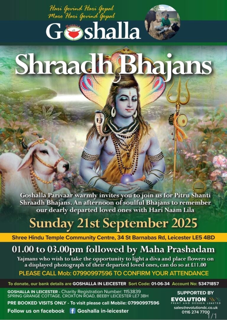 Shraadh Bhajans 2025 at Shree Hindu Temple, Leicester on Sunday 21 September 2025 – Shree Hindu ...